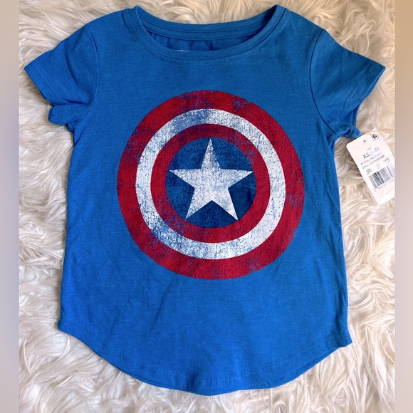 Marvel | Shirts & Tops | Nwt Marvel Captain American Girls Tee Shirt ...